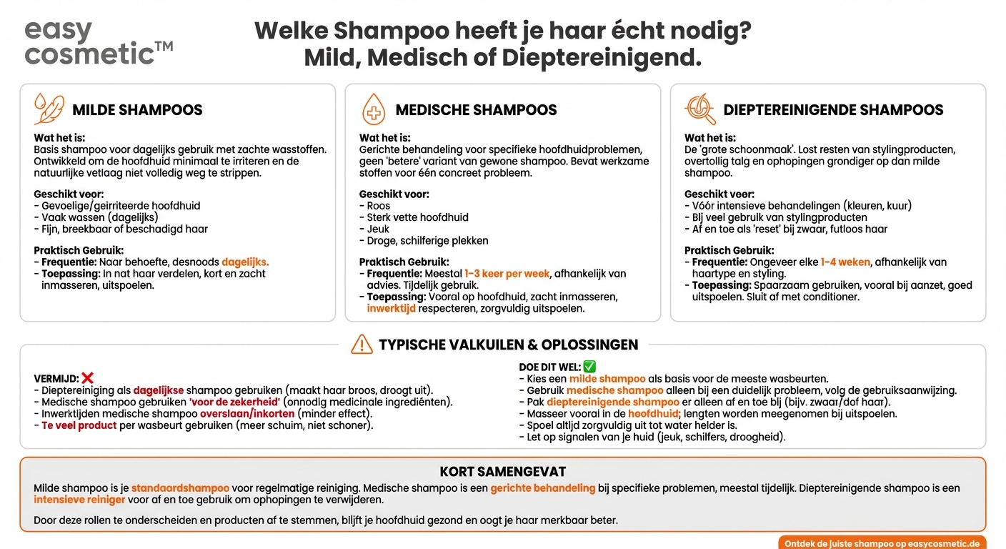 Hoe verschillen mild, medisch en diep-reinigend shampoo i... | easycosmetic