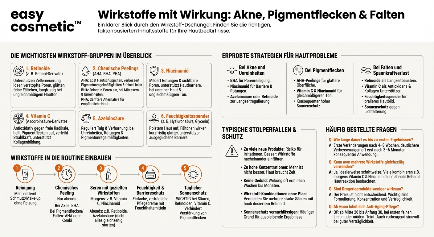 Welche Wirkstoffe sind bei Akne, Pigmentflecken oder Falt... | easycosmetic
